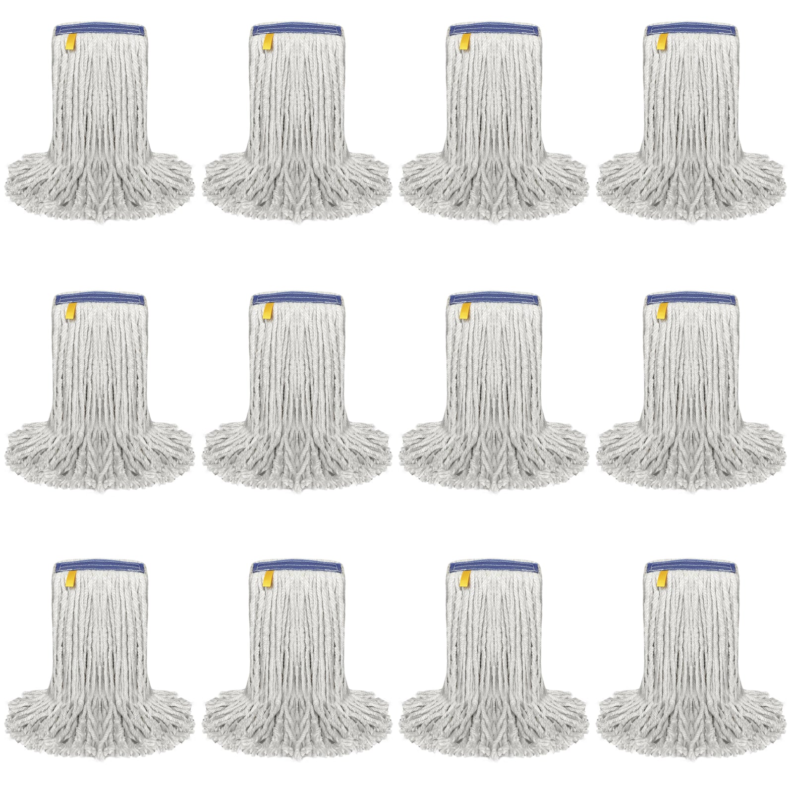 16 Oz Cut End Cotton Mop Head Replacement with 1.25-inch Universal Hea ...