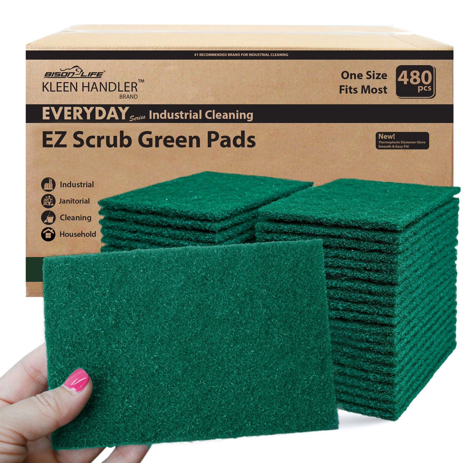 Medium Duty Green Scouring/Cleaning Pads, Versatile Scrub Sponges for ...