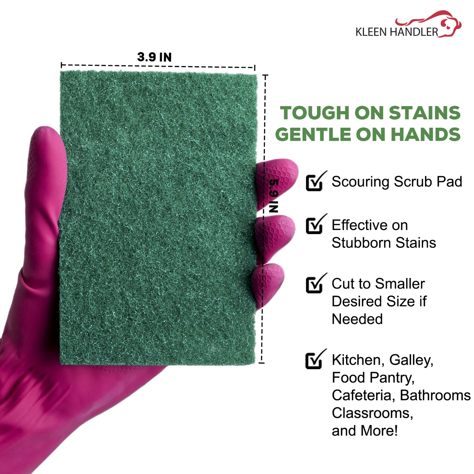 Medium Duty Green Scouring/Cleaning Pads, Versatile Scrub Sponges for ...