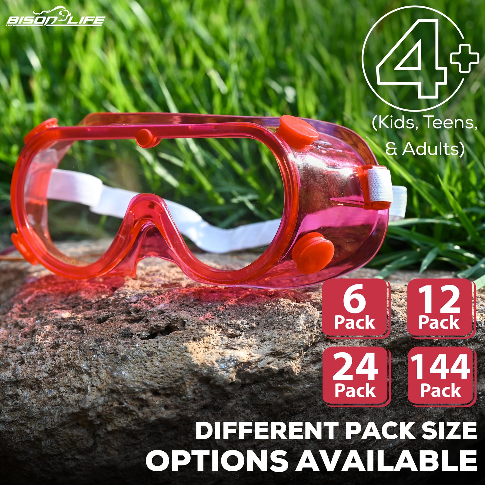BISON LIFE Spectra Kids Safety Goggles, Red, Green & Blue Colors ...