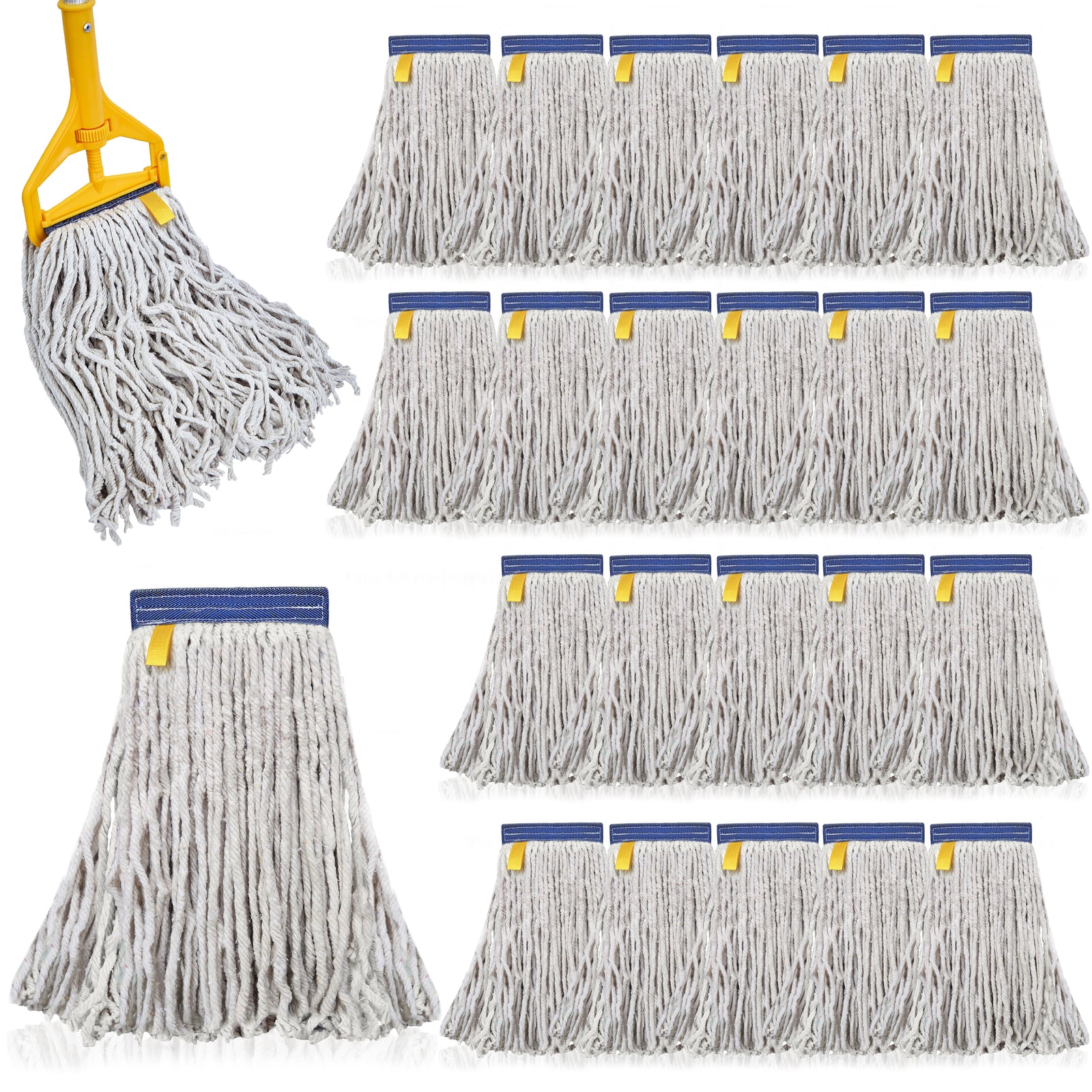 16 Oz Cut End Cotton Mop Head Replacement with 1.25-inch Universal Hea ...